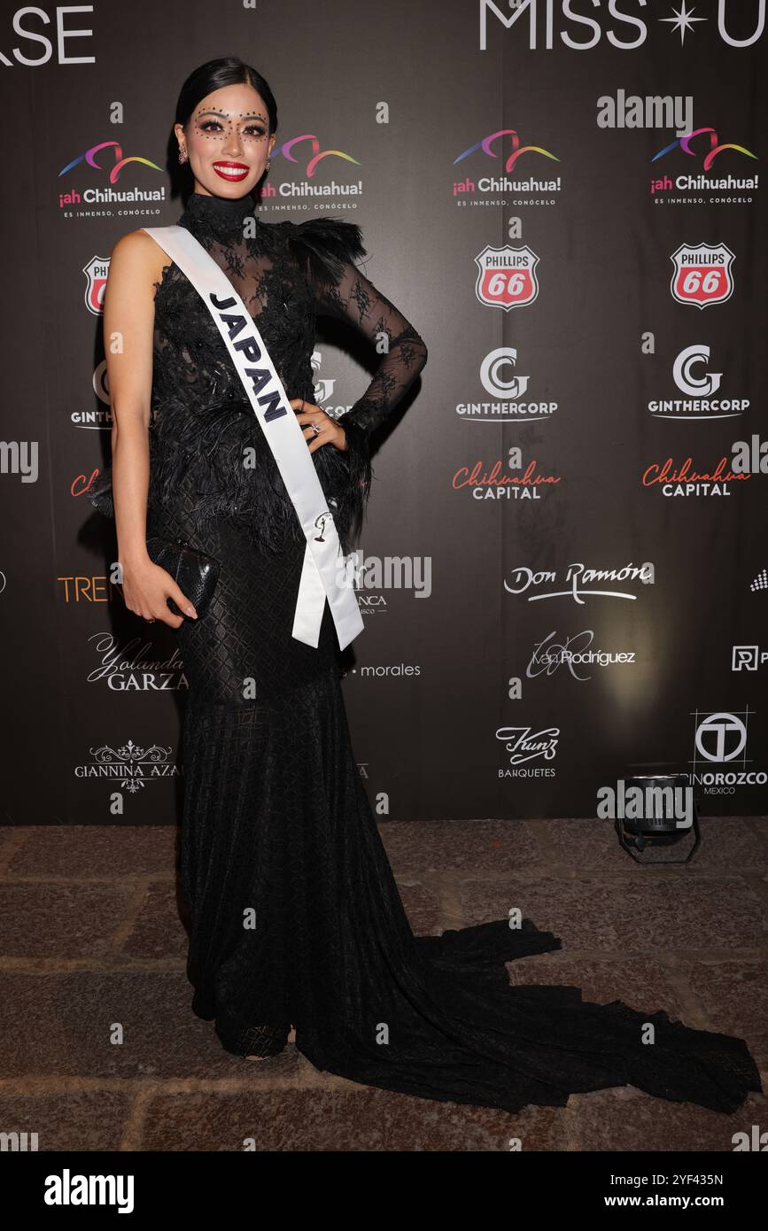 Mexico City, Mexico. 01st Nov, 2024. Miss Japan Kaya Chakrabortty attends the red carpet for ...