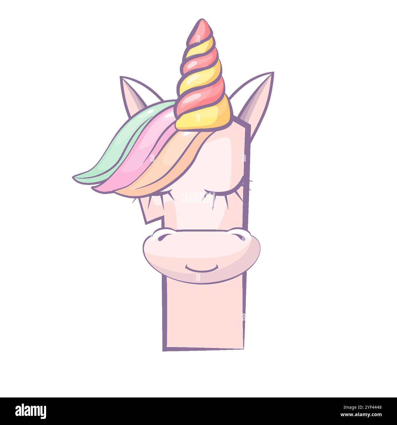 Cartoon number 1 like Unicorn, figure One. Cartoon of number with a ...