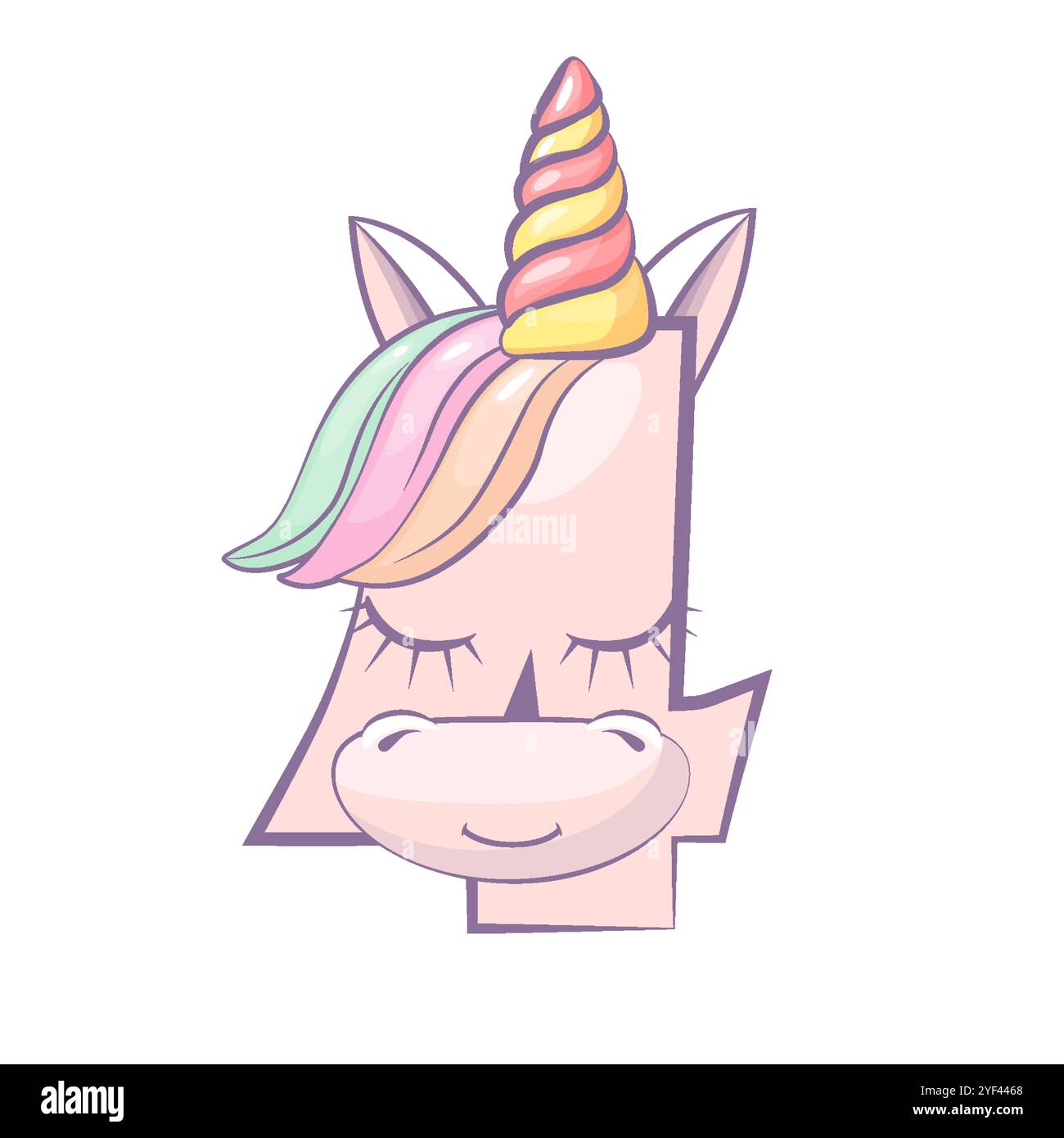 Cartoon number 4 like Unicorn, figure Four. Cartoon of number with a ...