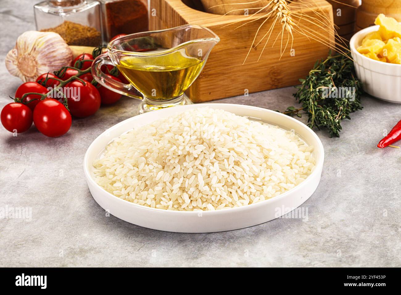 Dry raw Arborio rice for risotto Stock Photo - Alamy