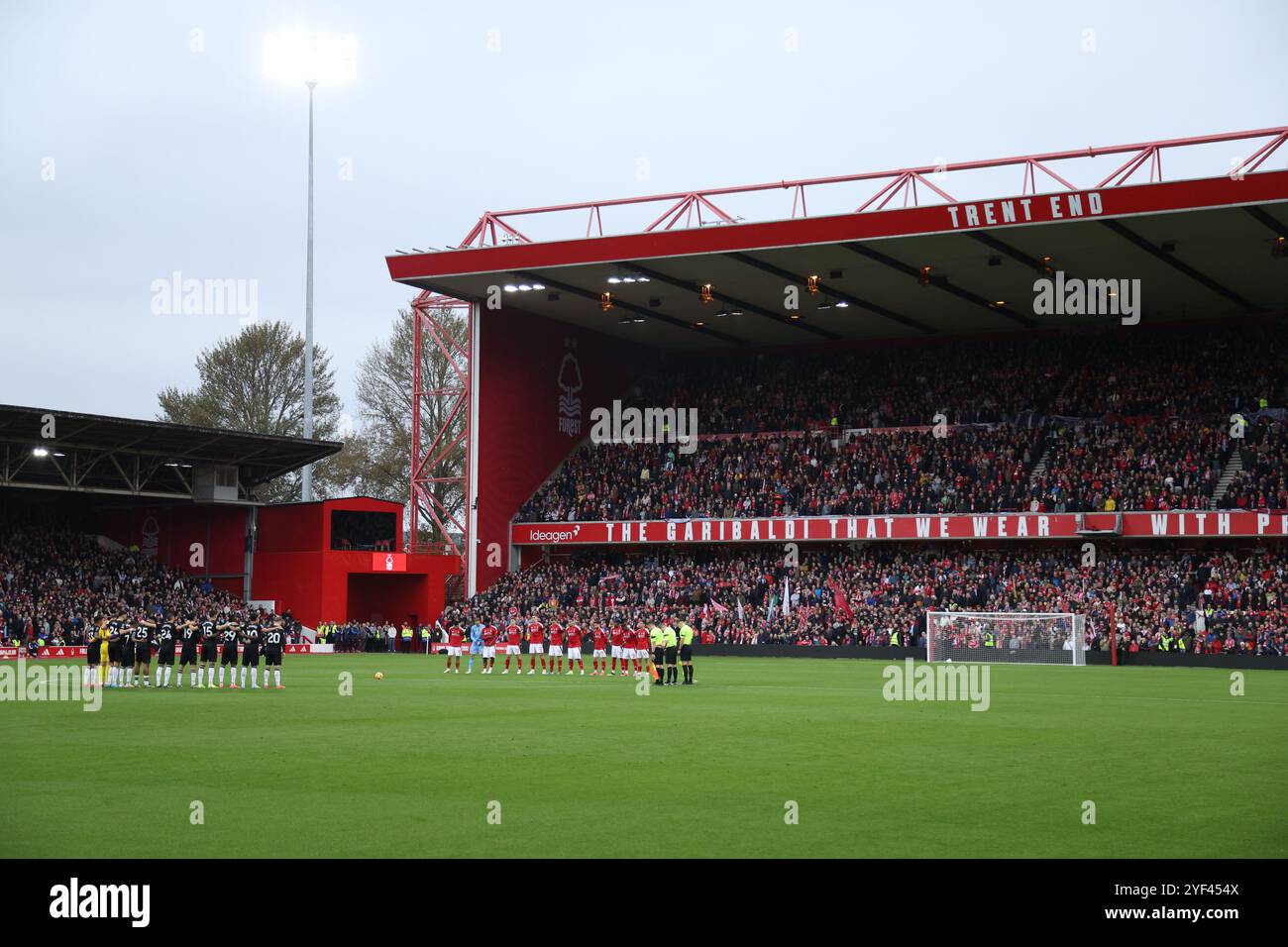Nottingham, UK. 02nd Nov, 2024. Players and fans hold a minute's ...