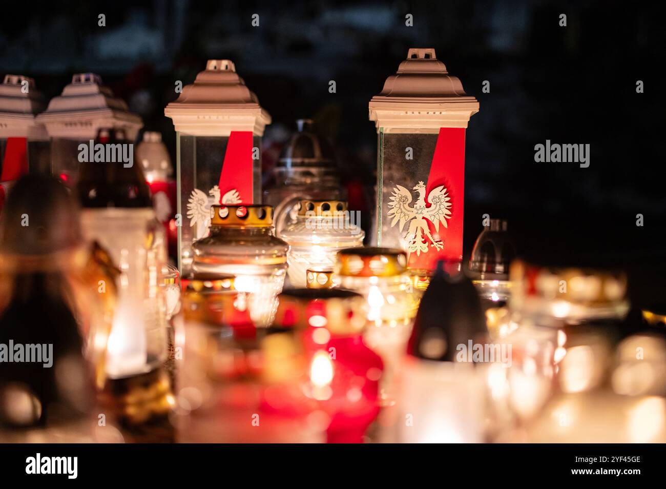 Candles, Red and White Flowers Garland. November 11. World War I Ends ...