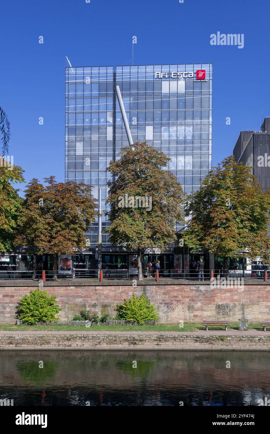 Strasbourg - The Esca Tower, a modern building complex with glass ...