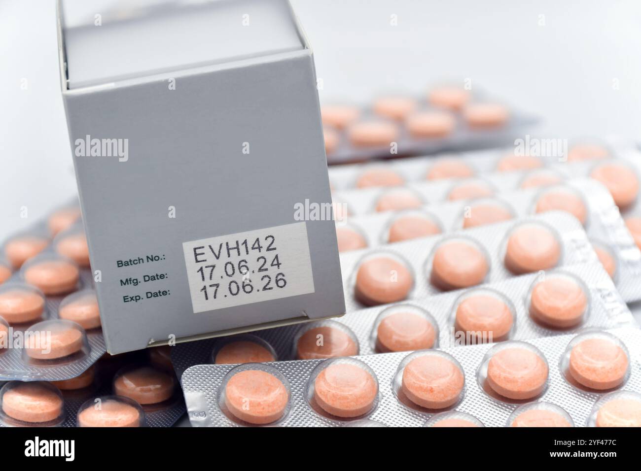 Manufacturing date and expiry date on some pharmaceutical packaging ...