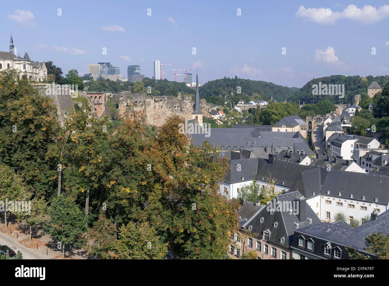 Luxembourg City, Luxembourg - View of the valley of the Alzette with ...