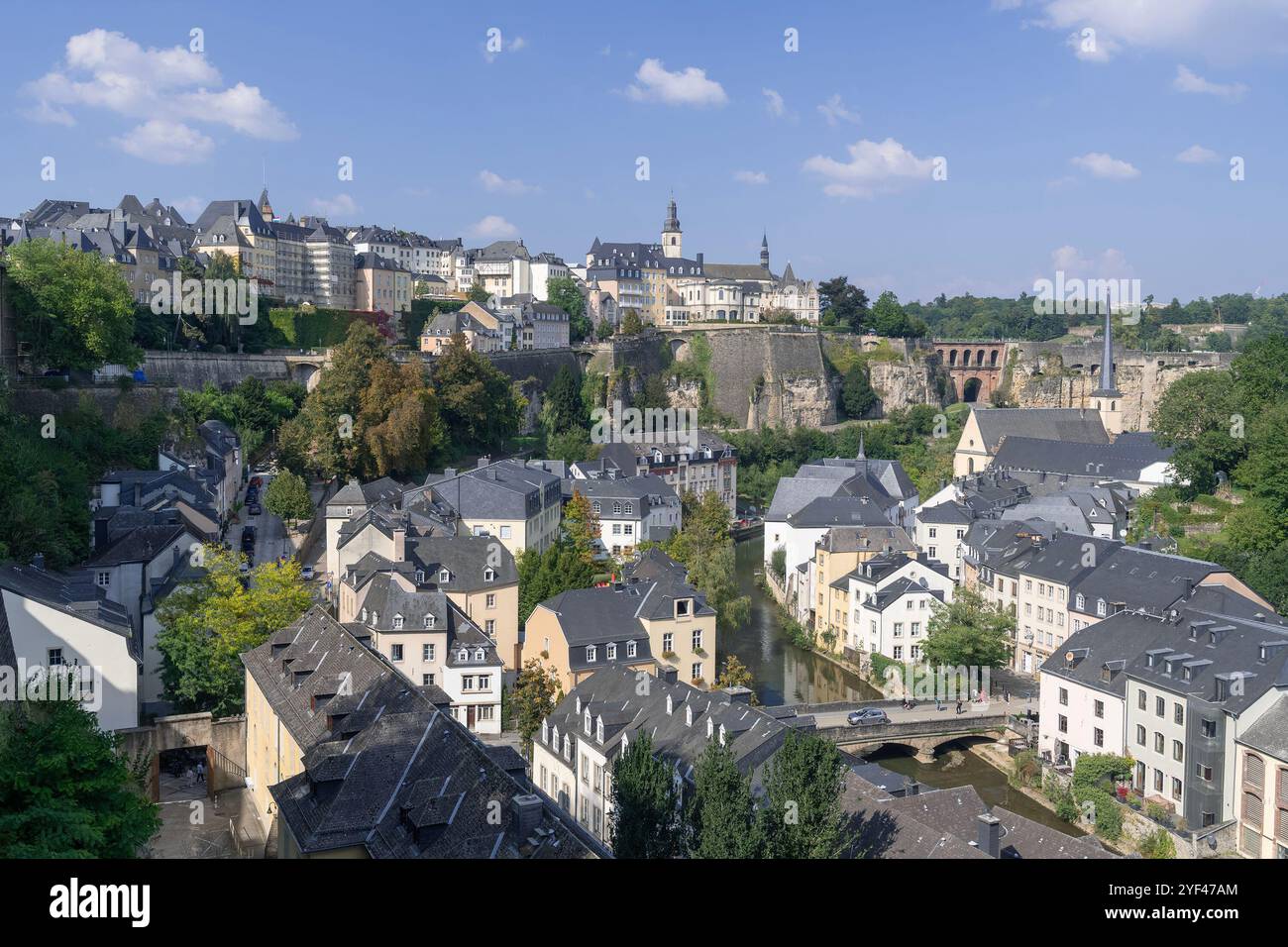Luxembourg City, Luxembourg - View of the valley of the Alzette with ...