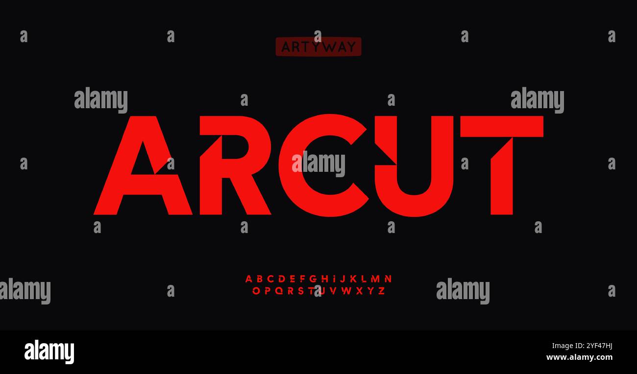 Bold angular alphabet, cutouts letters, edgy minimalist font for ...