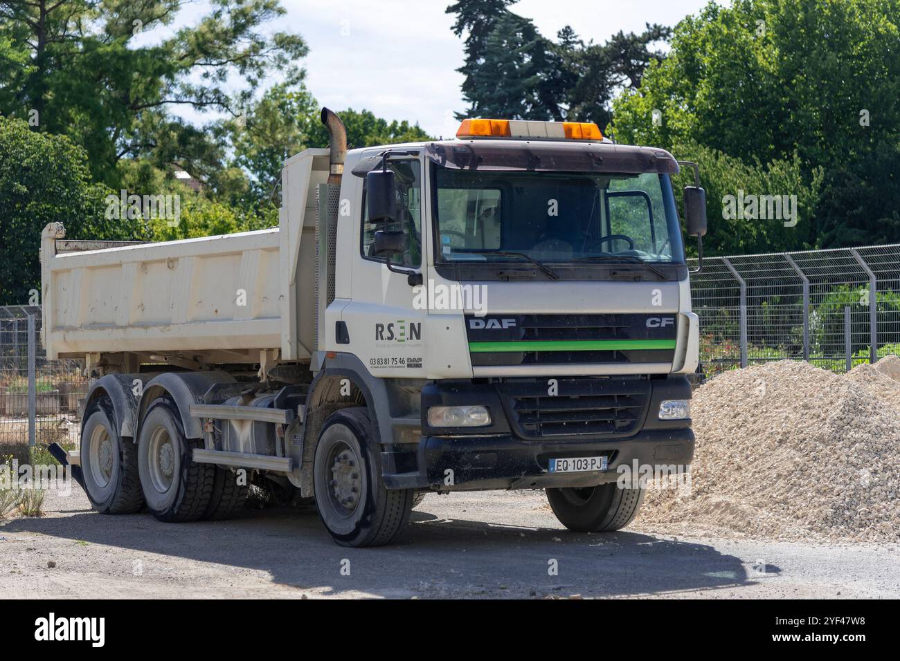 Nancy, France - View on a white dump truck DAF CF 85.380 for earthworks ...