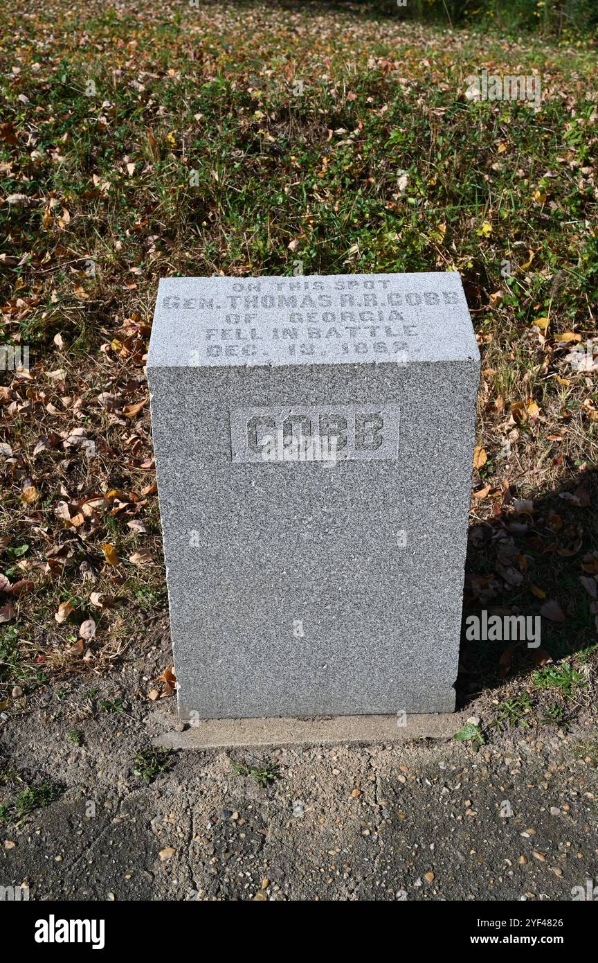 Memorial to Brigadier Thomas R R Cobb who fell in battle here at The ...