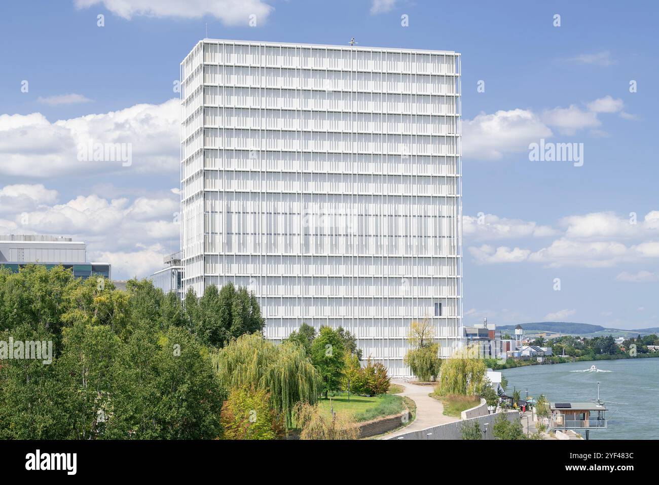 Basel, Switzerland - View of the Novartis Asklepios 8 building, a tower ...