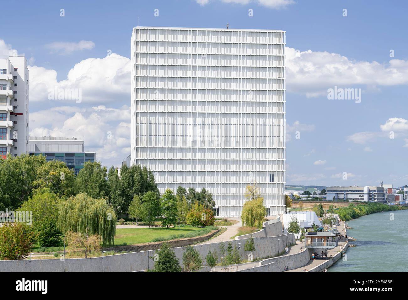 Basel, Switzerland - View of the Novartis Asklepios 8 building, a tower ...