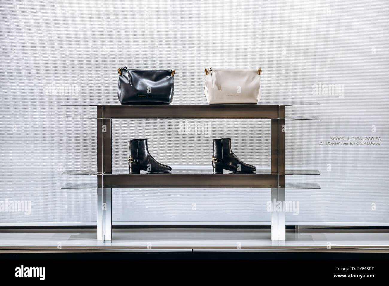 Bologna, Italy - October 6, 2024: The window display of the Armani ...