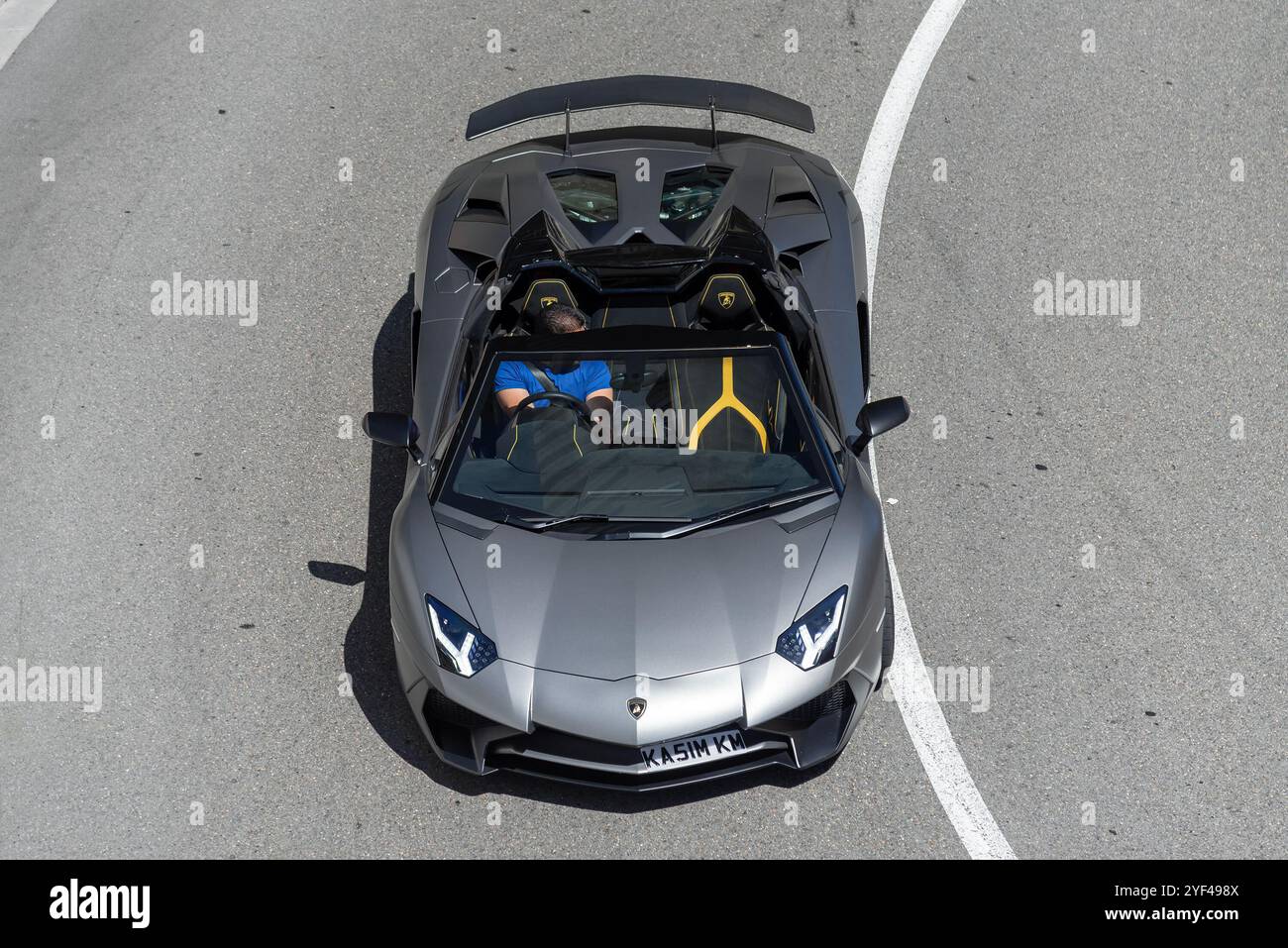 Monte Carlo, Monaco - View on a matte grey Lamborghini Aventador LP750 ...