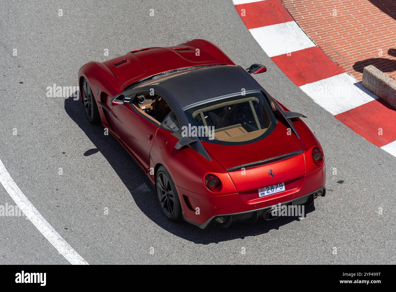 Monte Carlo, Monaco - View on a matte burgundy Ferrari 599 GTB Fiorano ...