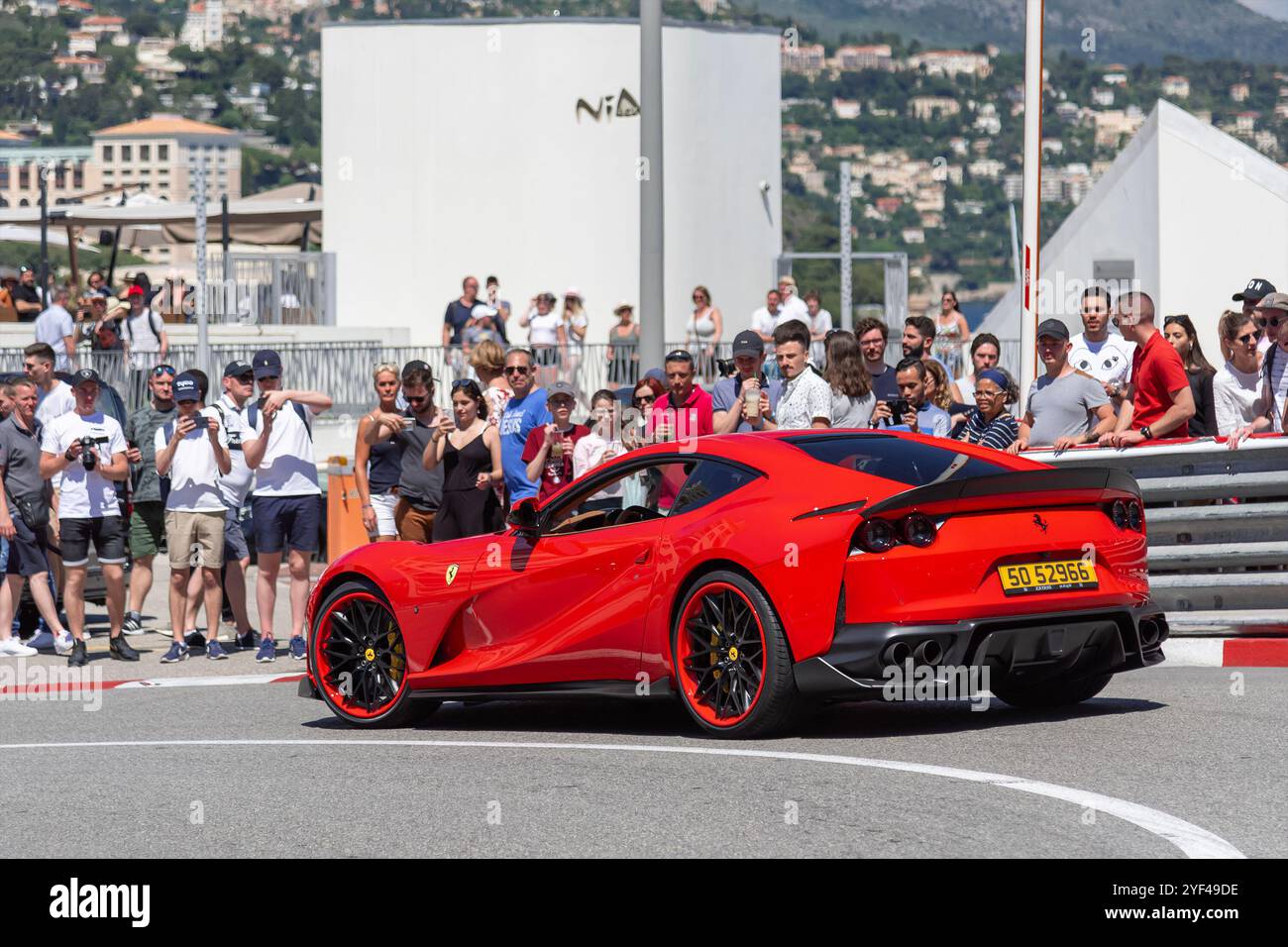 Monte Carlo, Monaco - View on a red Ferrari 812 Superfast Novitec Rosso ...
