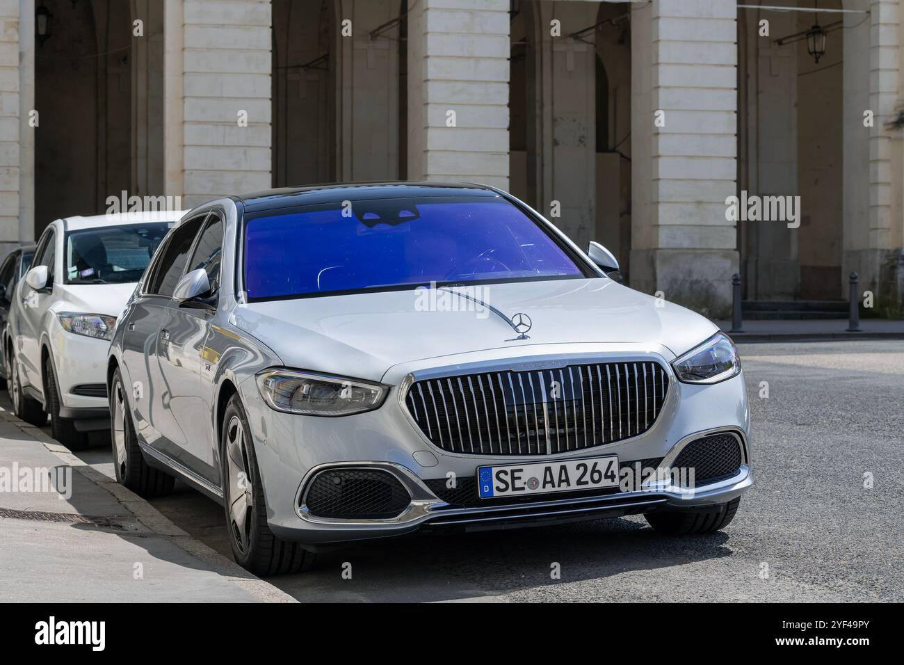 Nancy, France - View on a grey Mercedes-Maybach S 680 parked on a ...