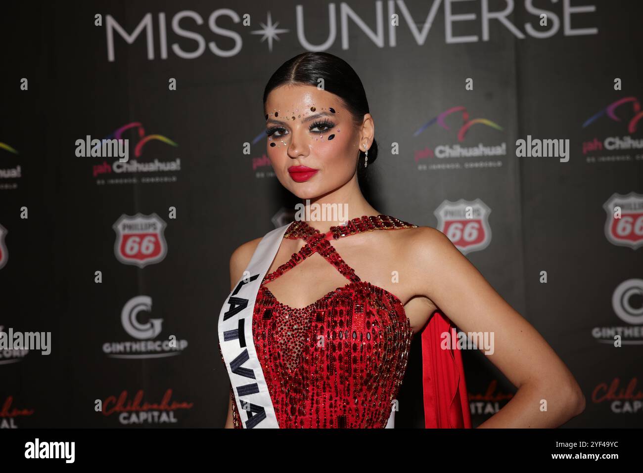 Miss Latvia Maria Vicinska attends the red carpet for the Miss Universe ...
