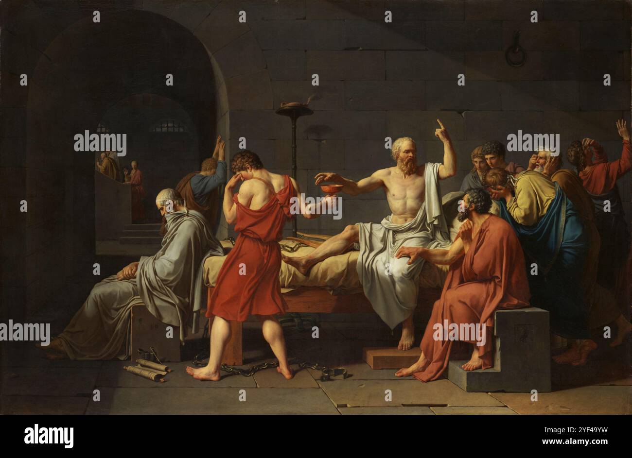 The Death of Socrates, by Jacques-Louis David (1787). Socrates was ...