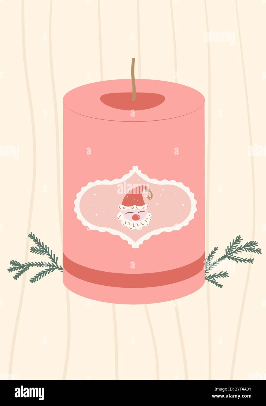 Happy Holidays greeting card with scented candle, Canta Claus emblem ...