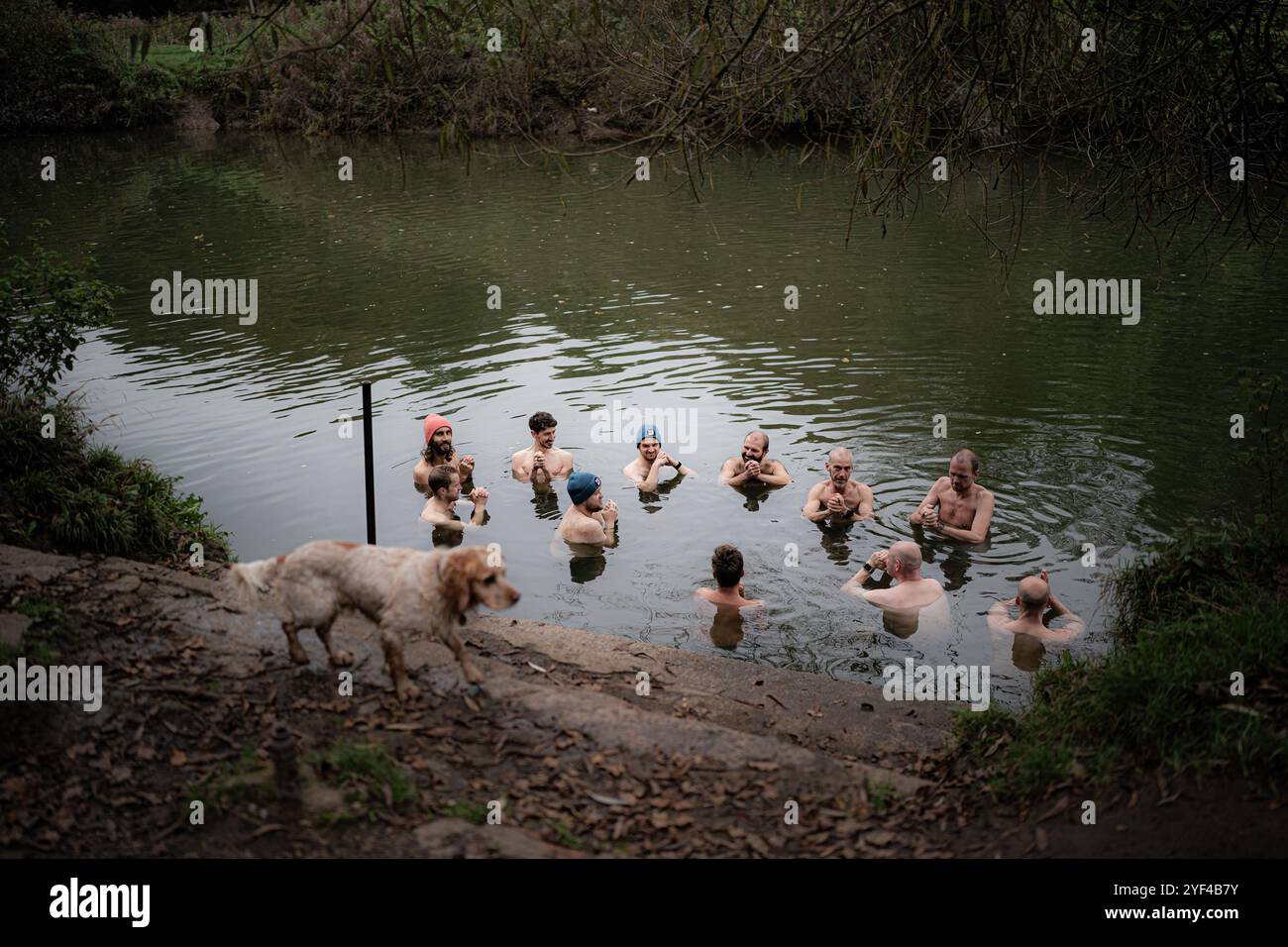 An all male group of cold water bathers, who identify as a growing ...