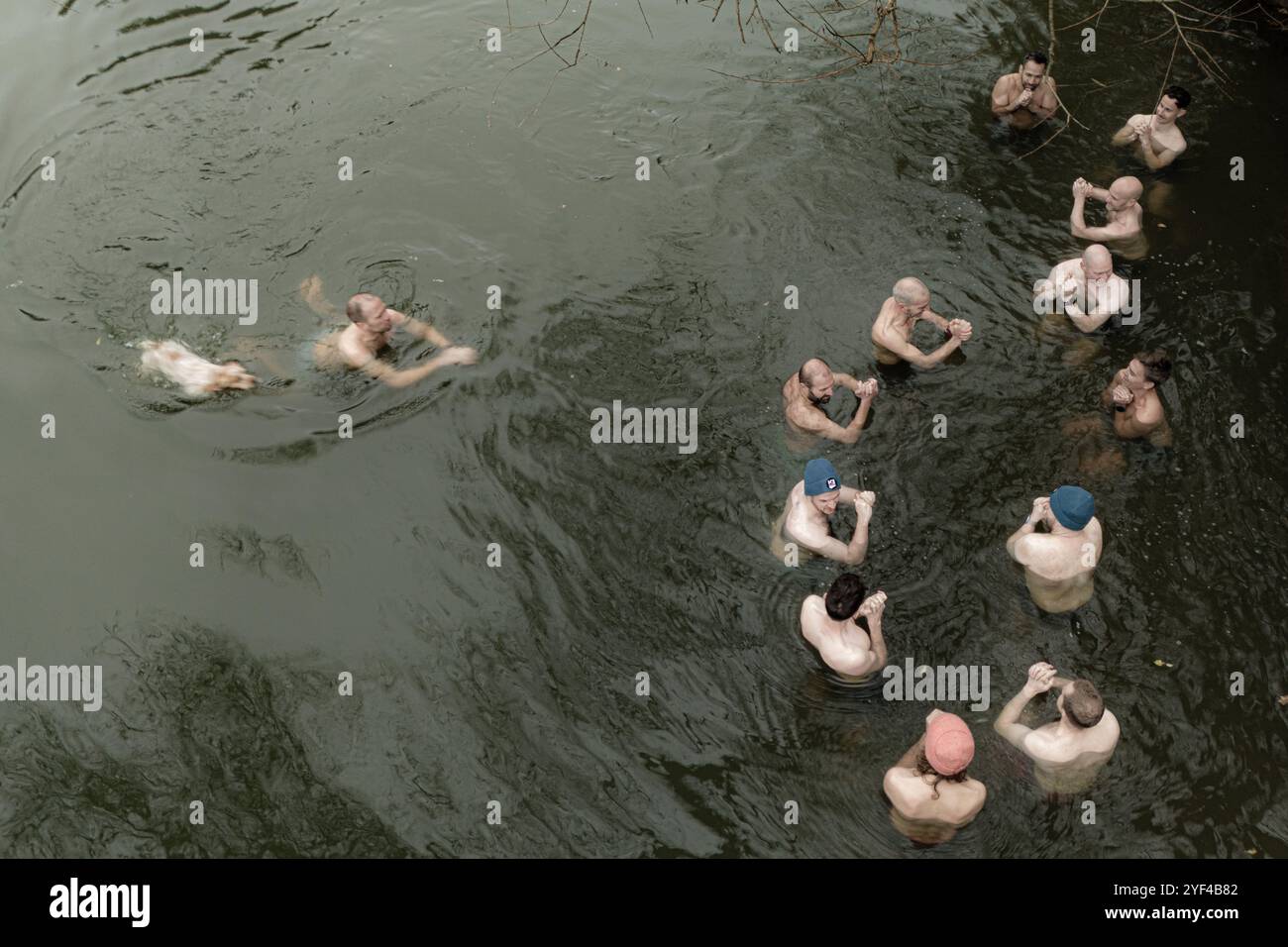 An all male group of cold water bathers, who identify as a growing ...