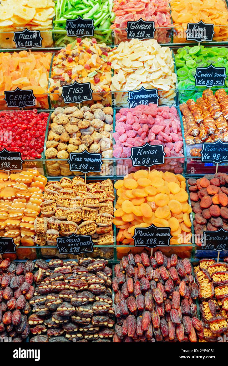 Wide range of dried fruits at the Grand Bazaar, Istanbul Stock Photo ...