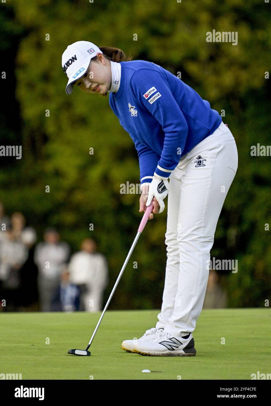 Rio Takeda of Japan makes a put shot in the LPGA's Toto Japan Classic in a playoff at the Seta ...
