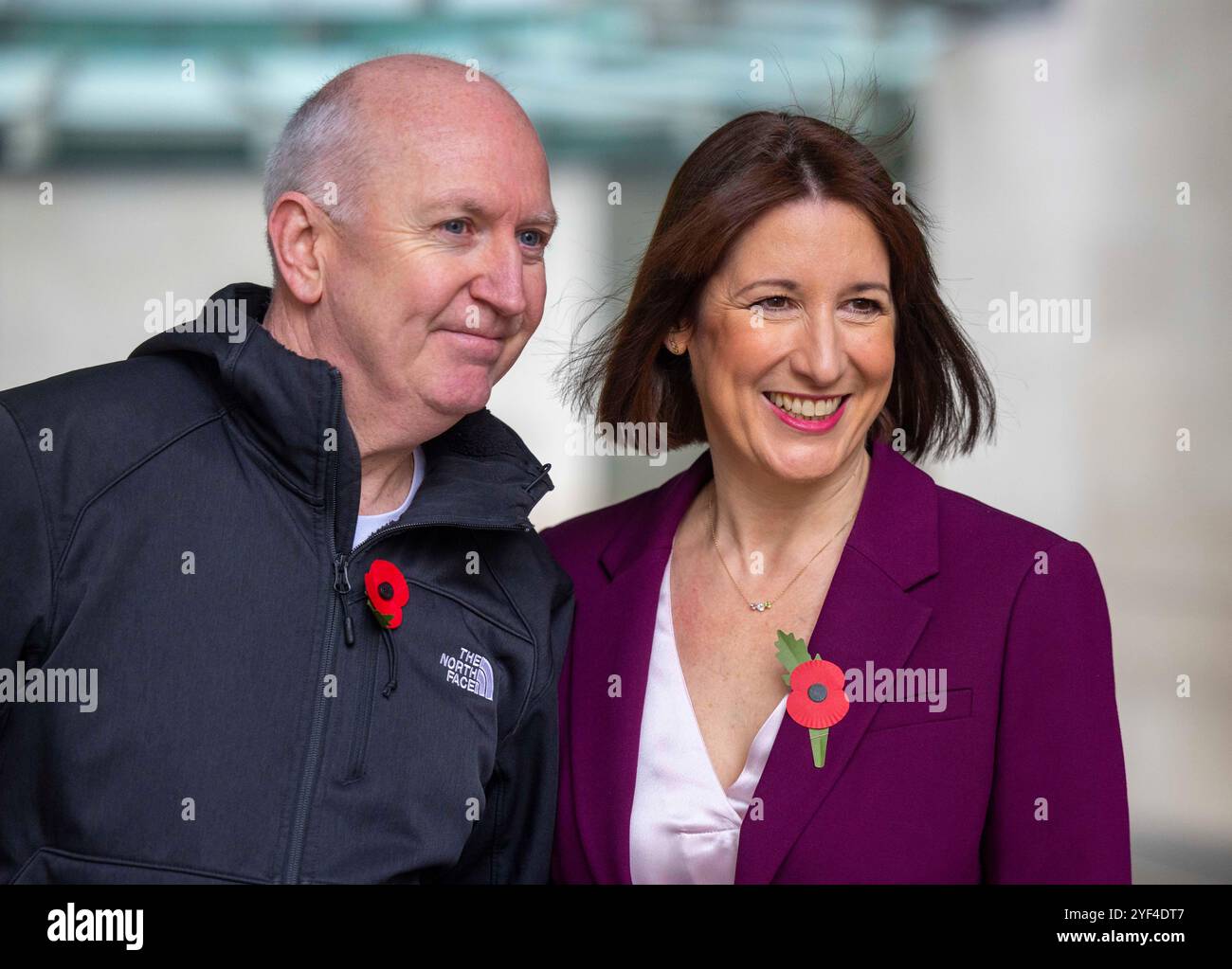 London, UK. 3rd Nov, 2024. Rachel Reeves poses fort a photo with a fan ...