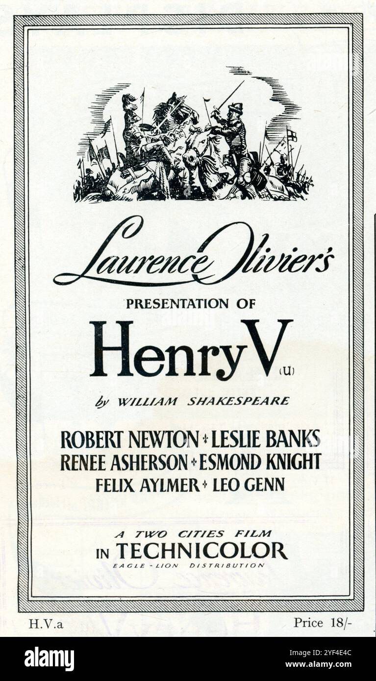 Ad Block for LAURENCE OLIVIER as HENRY V 1944 director LAURENCE OLIVIER ...