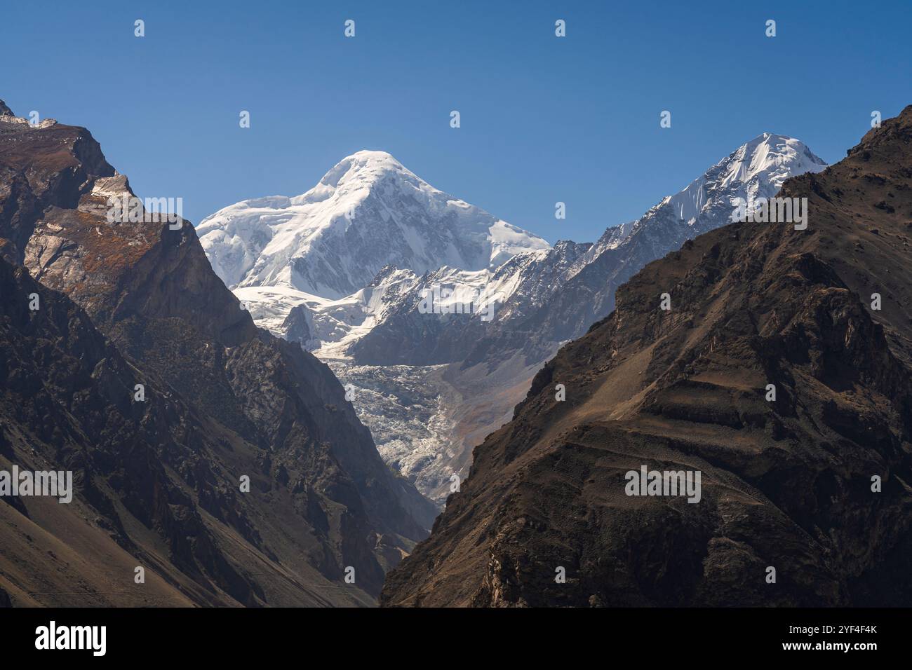 Morning landscape view of snowcapped Diran peak in Karakoram mountain ...