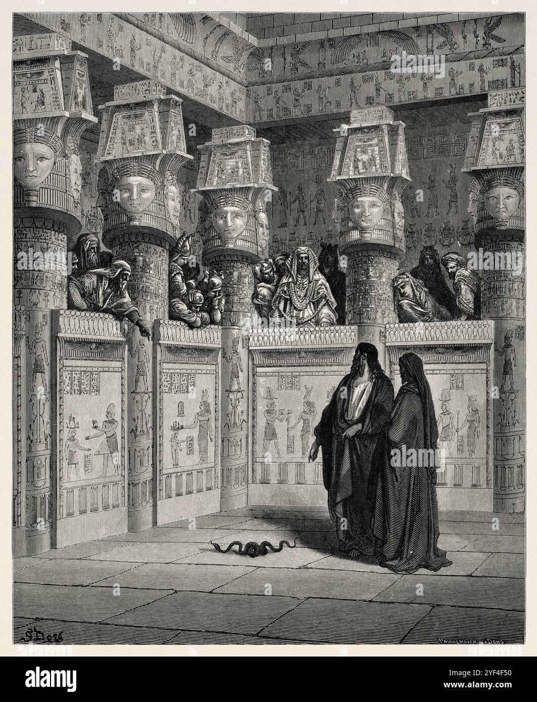 Moses and Aaron before Pharaoh. Moses the Hebrew prophet turns his ...