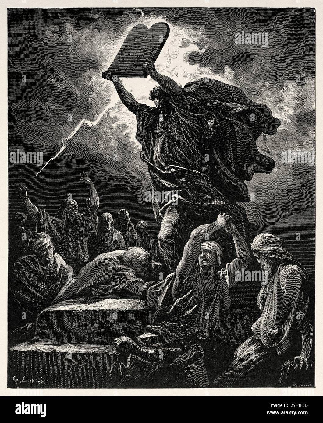 Moses breaks the Tables of the Law. Old Testament. Antique bible ...