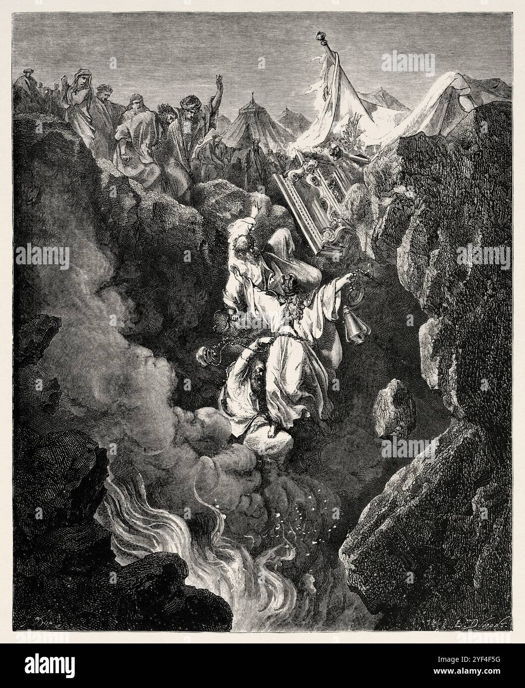 The Death of Korah, Dathan and Abiram. Old Testament. Antique bible ...