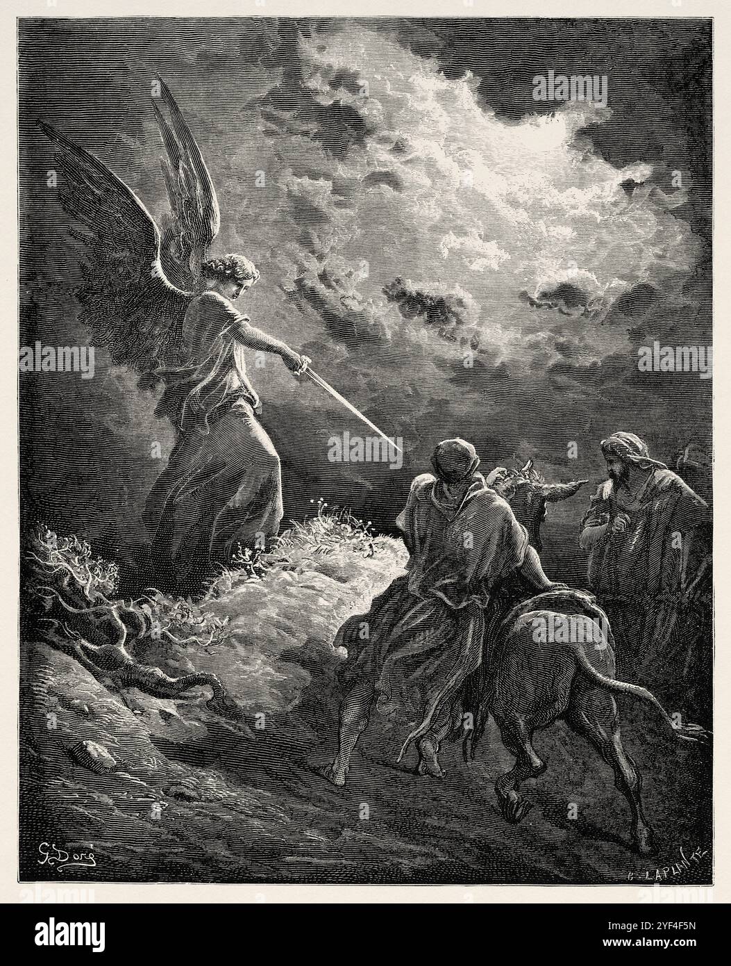 The Angel appearing to Balaam. Old Testament. Antique bible ...