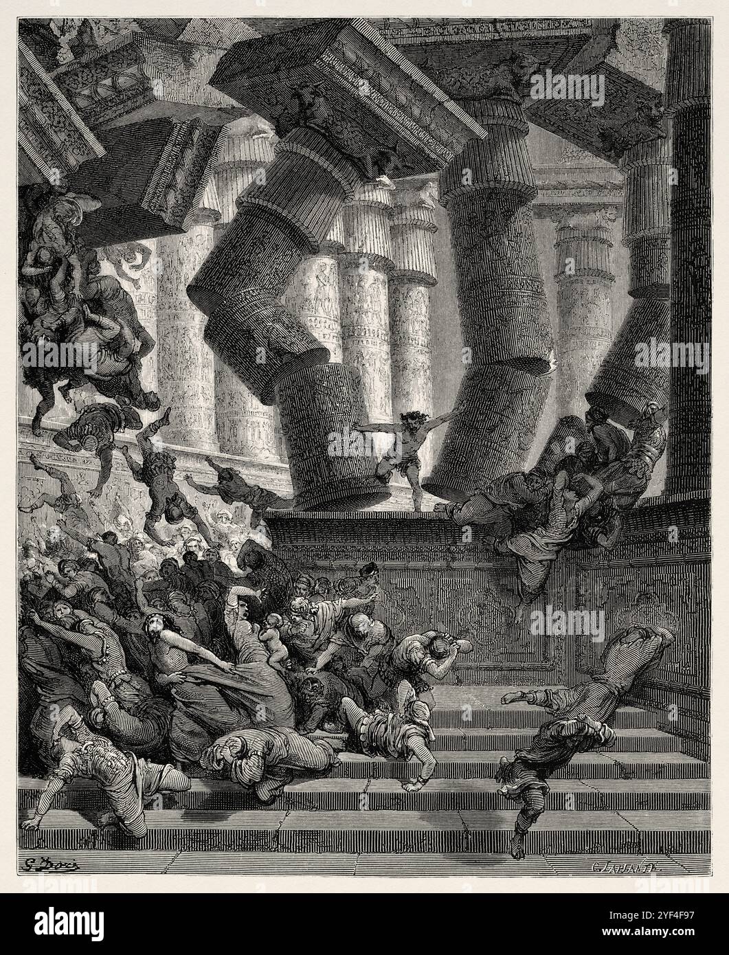 The death of Samson. Samson destroys the temple of Baal. Old Testament ...