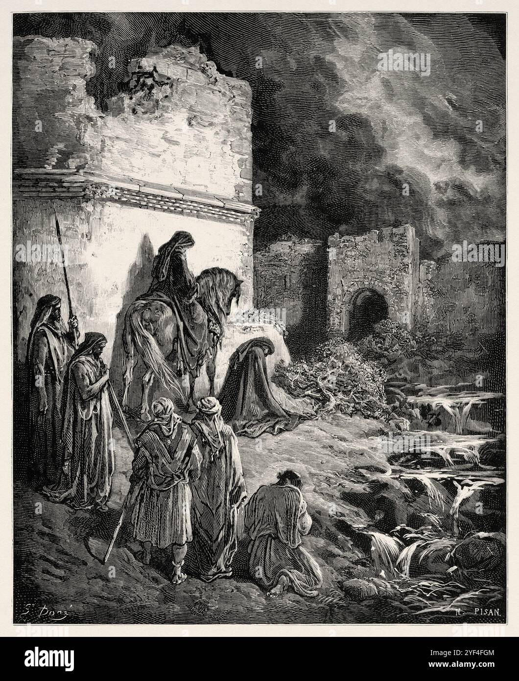 Nehemiah the prophet at the gates of Jerusalem. Old Testament. Antique ...