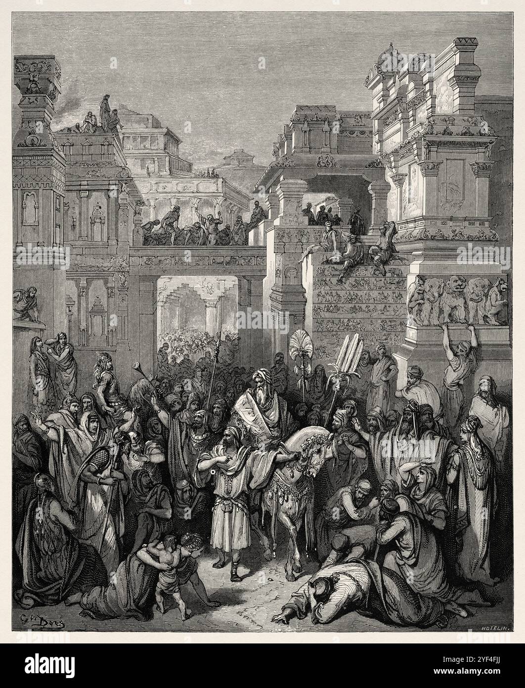 The Triumph of Mordecai. Old Testament. Antique bible illustration by ...