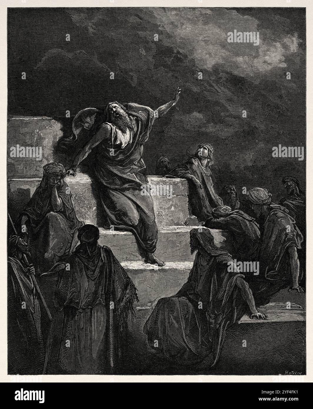 The Prophet Jeremiah. Old Testament. Antique bible illustration by ...