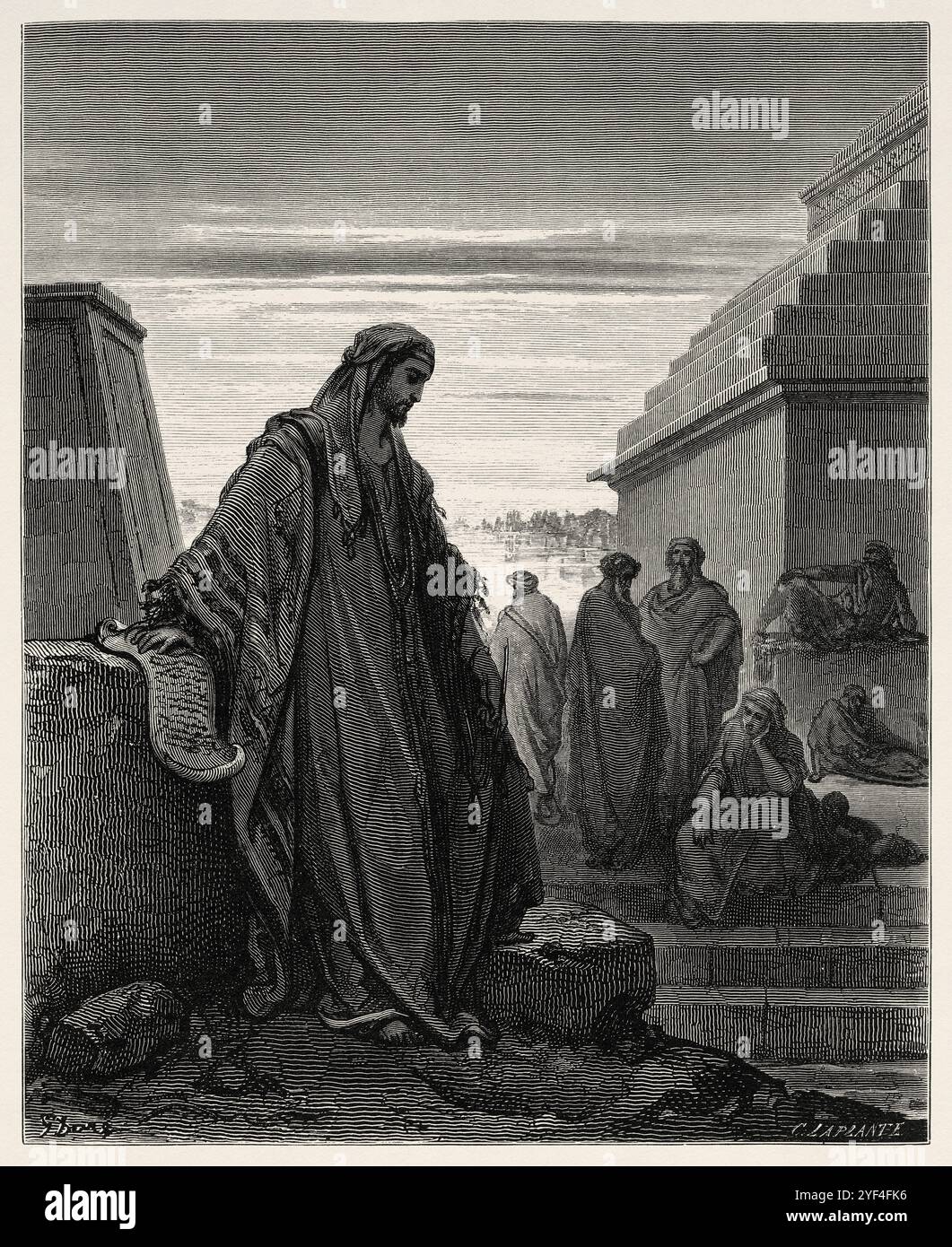 The prophet Daniel in Babylon. Old Testament. Antique bible ...