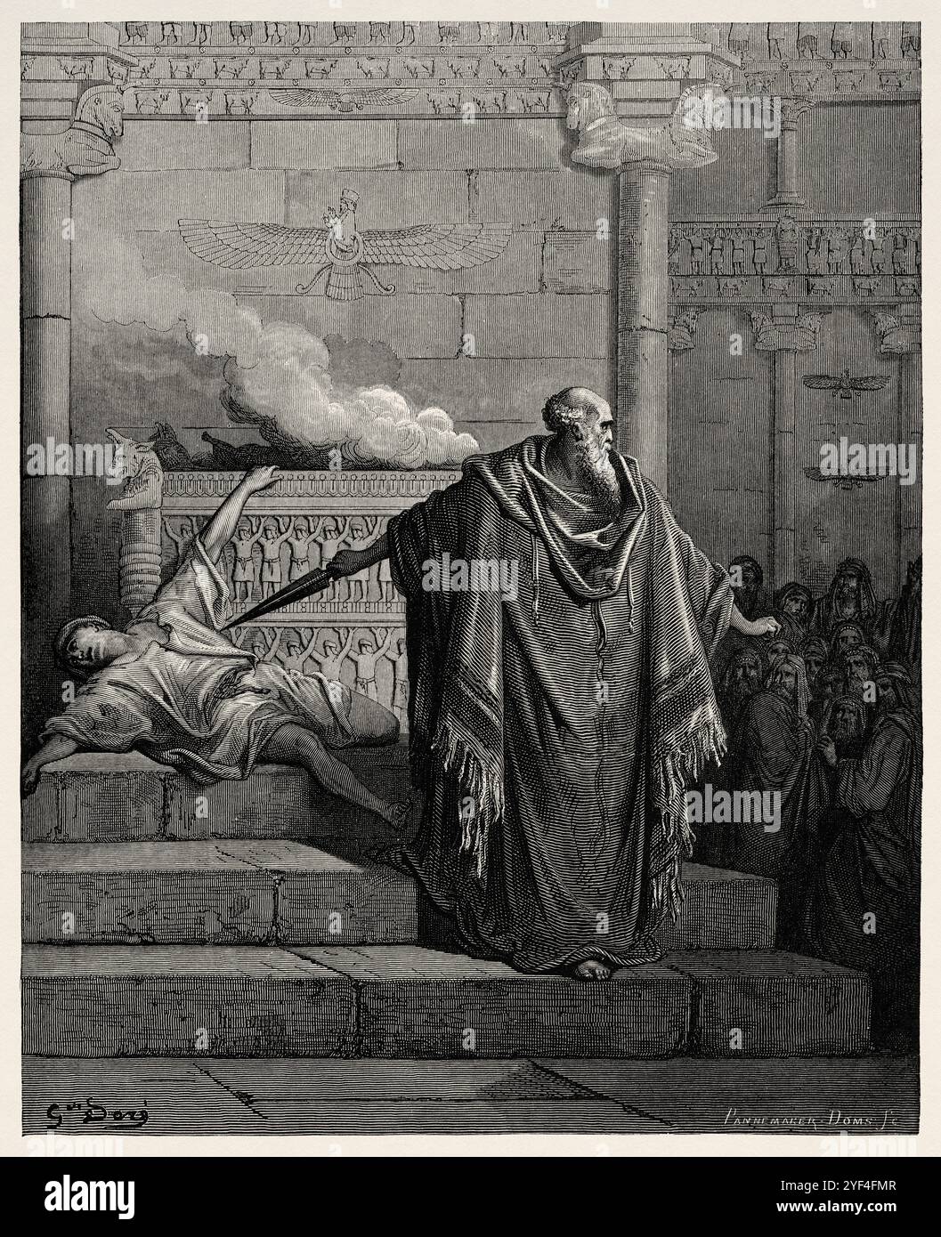 Mattathias and the Apostate. Mattathias slays the idolator. Old ...