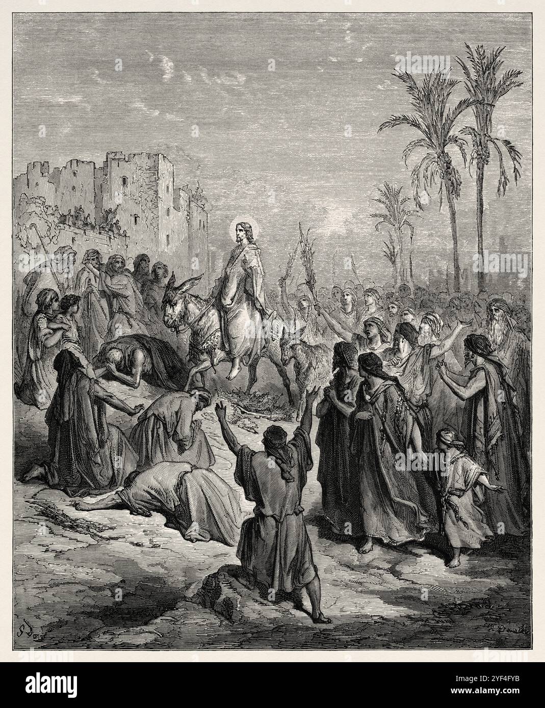 Jesus riding a donkey into jerusalem hi-res stock photography and ...