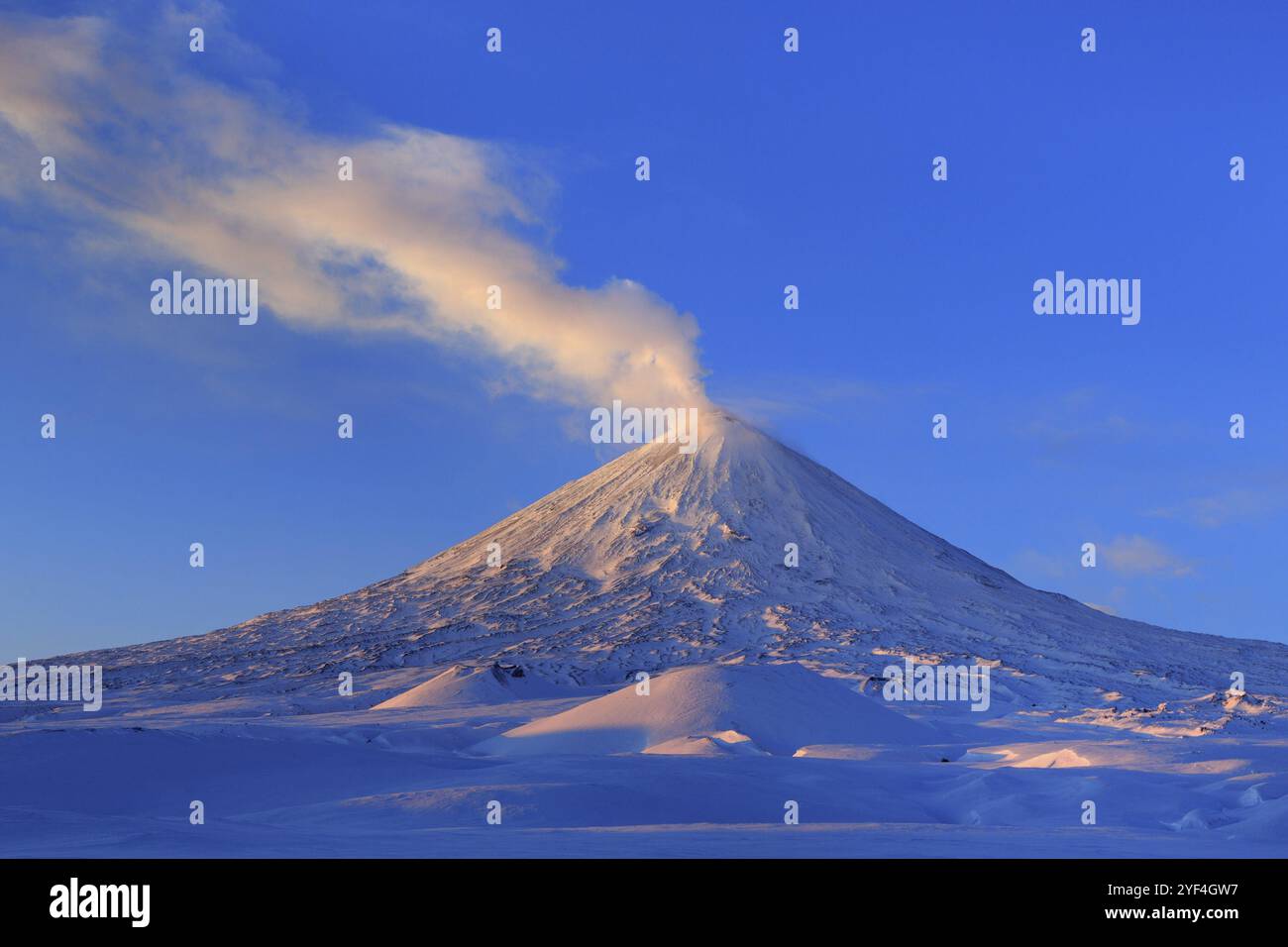 Beautiful winter volcanic landscape of Kamchatka Peninsula: view of ...