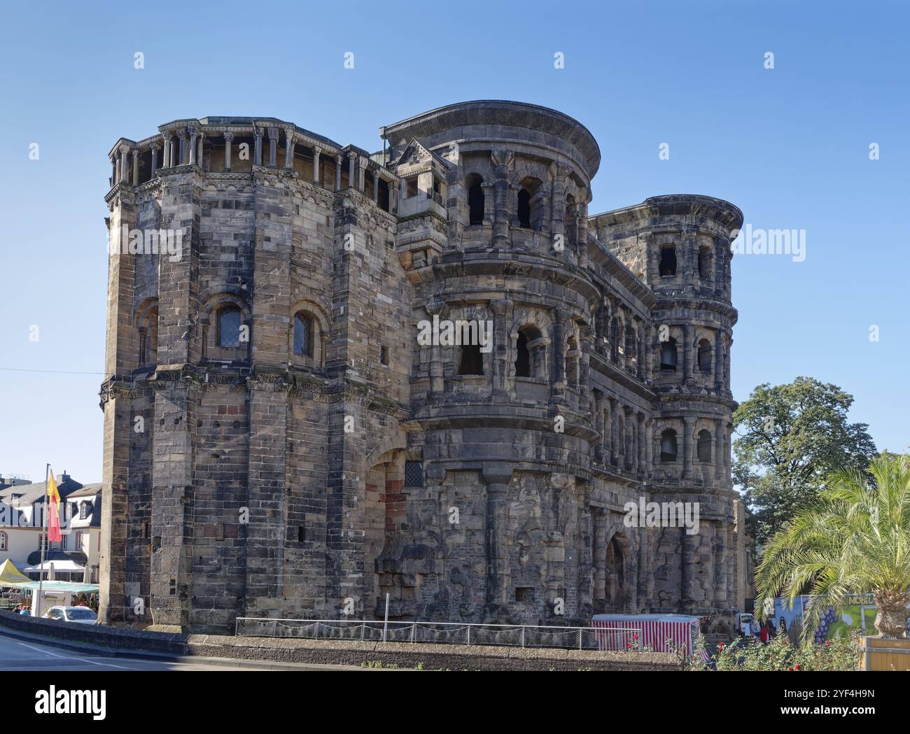 Porta Nigra on Porta Nigra Square. The building is part of the UNESCO ...