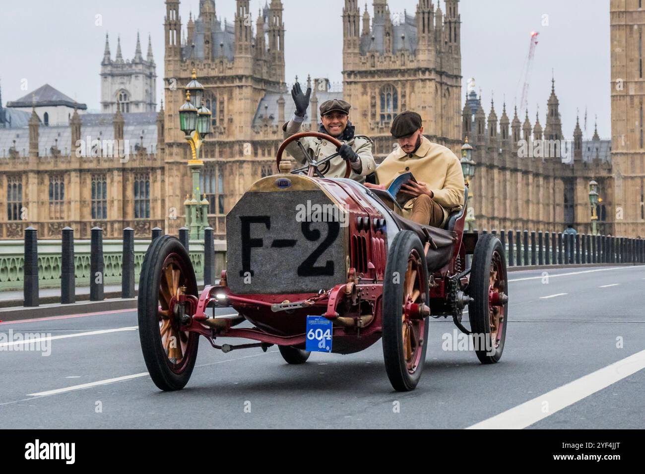 London, UK. 3 Nov 2024. The mighty Fiat 130HP 'red, chain-driven ...