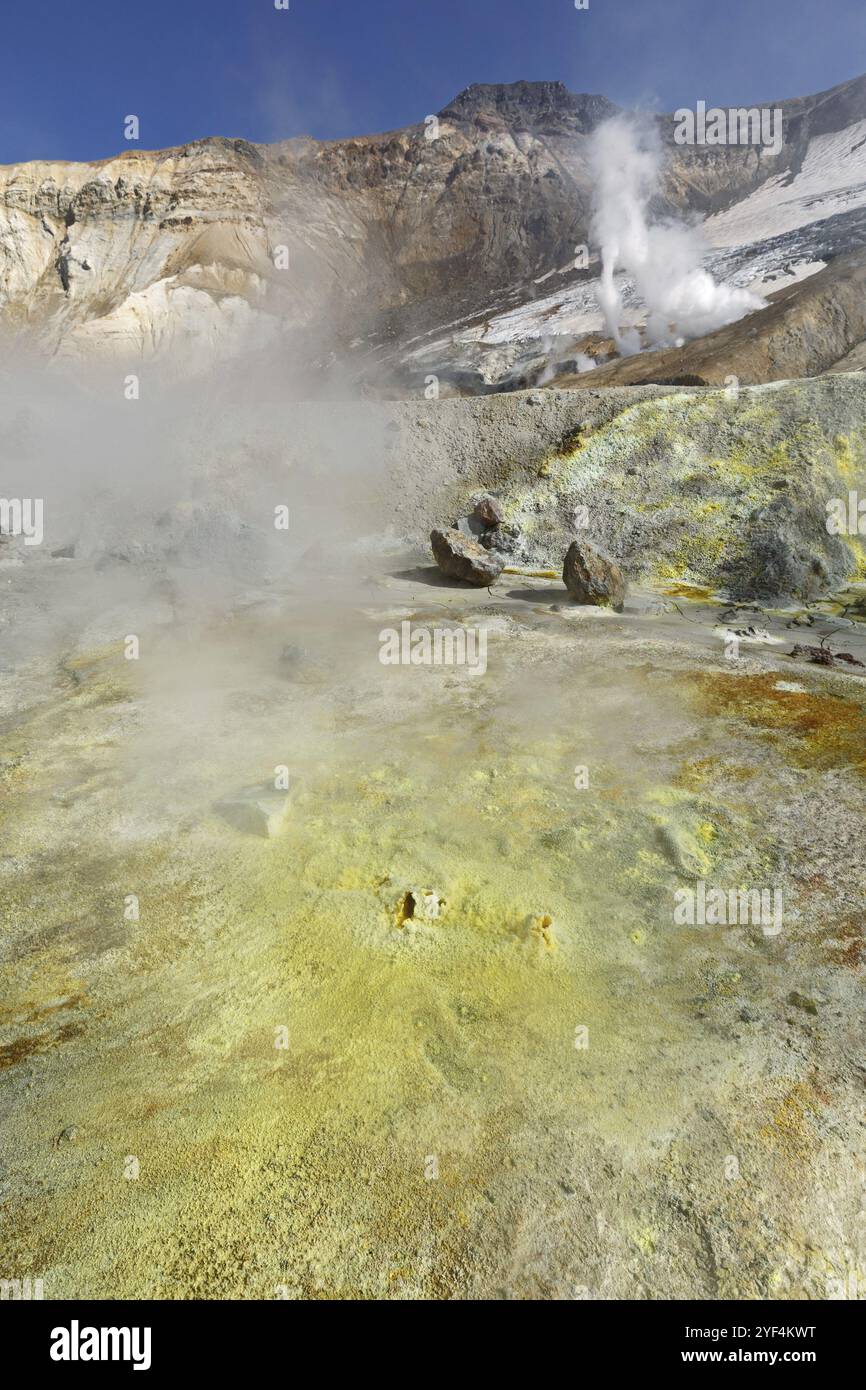 Volcanic landscape of Kamchatka Peninsula: geothermal and fumarole ...