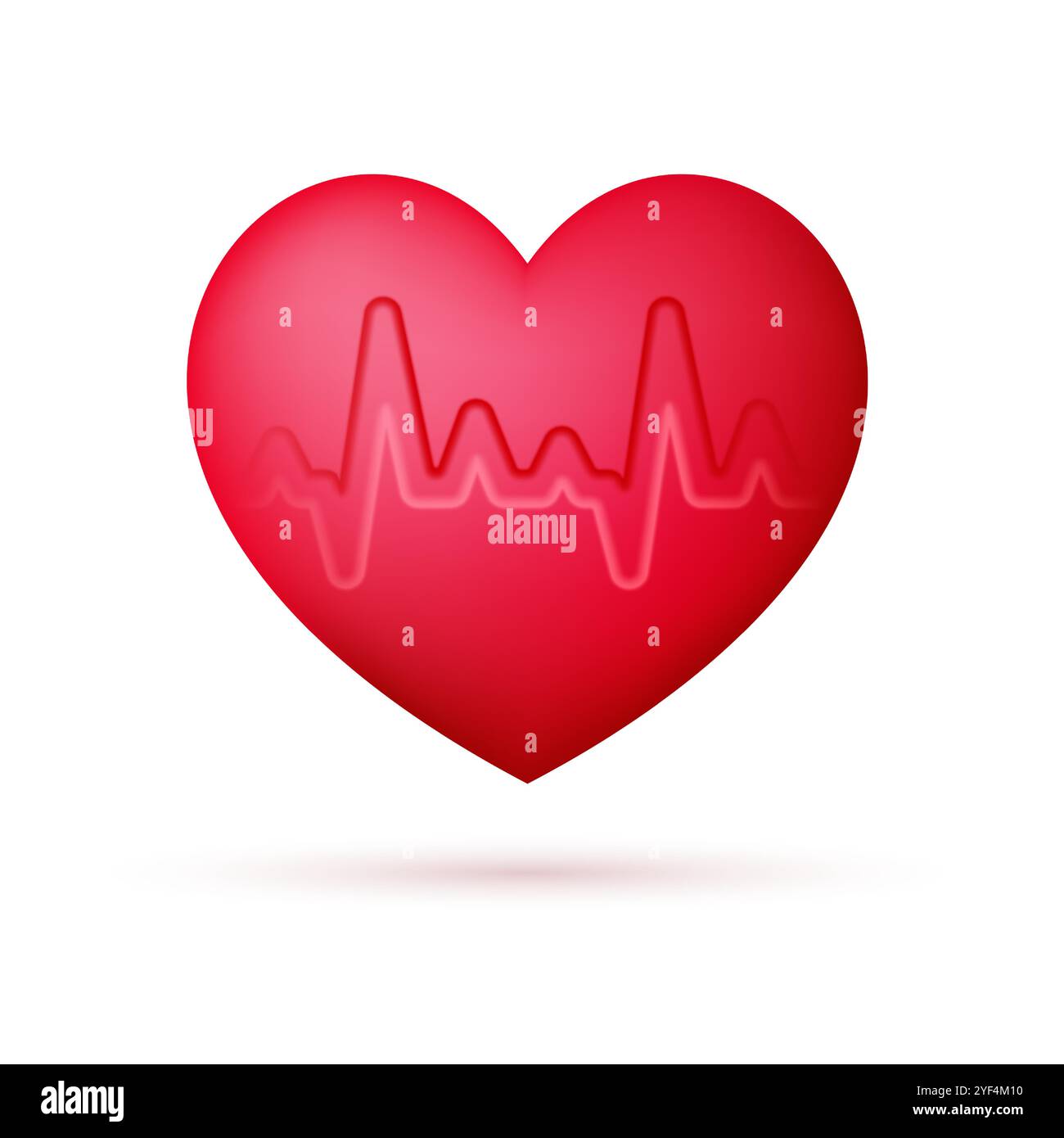 Heartbeat and pulse icon on 3d heart isolated on light background ...