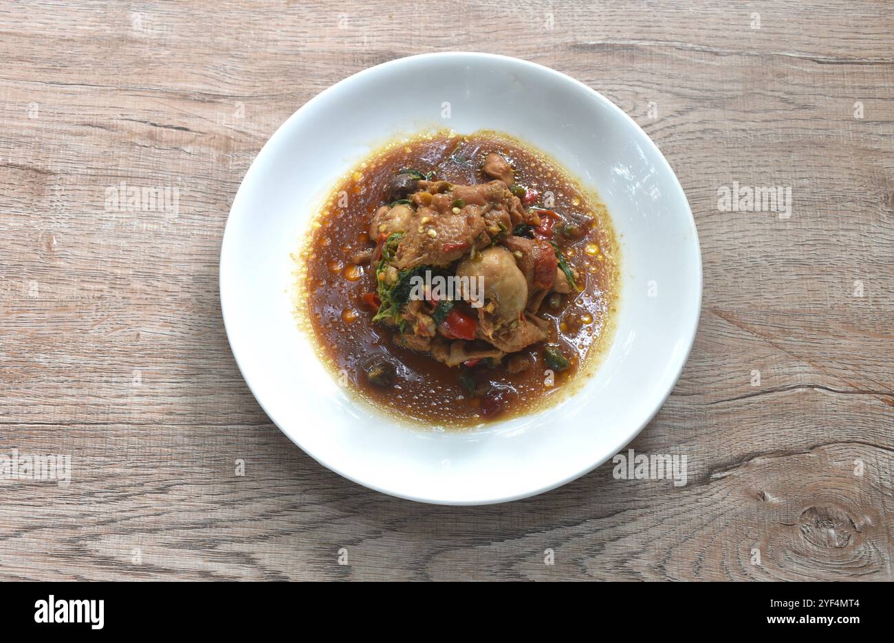 spicy chili stir-fried chicken meat and gizzard couple liver with basil ...