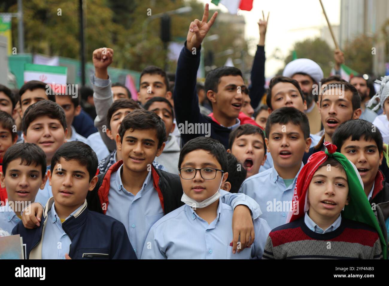 November 3, 2024, Tehran, Iran: Iranian school boys take part in an ...