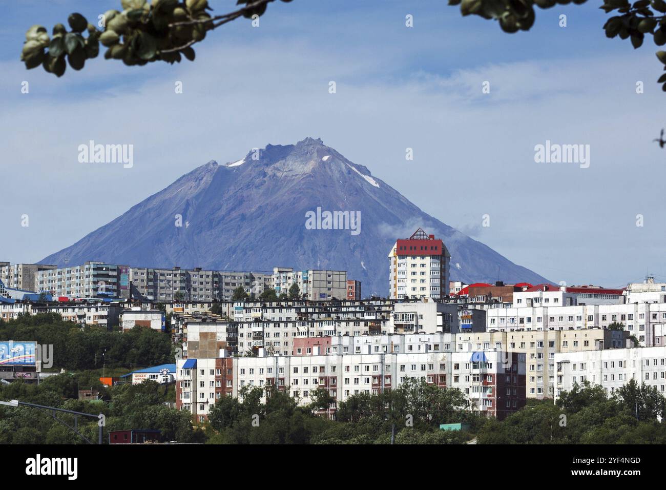 Summer cityscape: view of Petropavlovsk-Kamchatsky City and beautiful ...