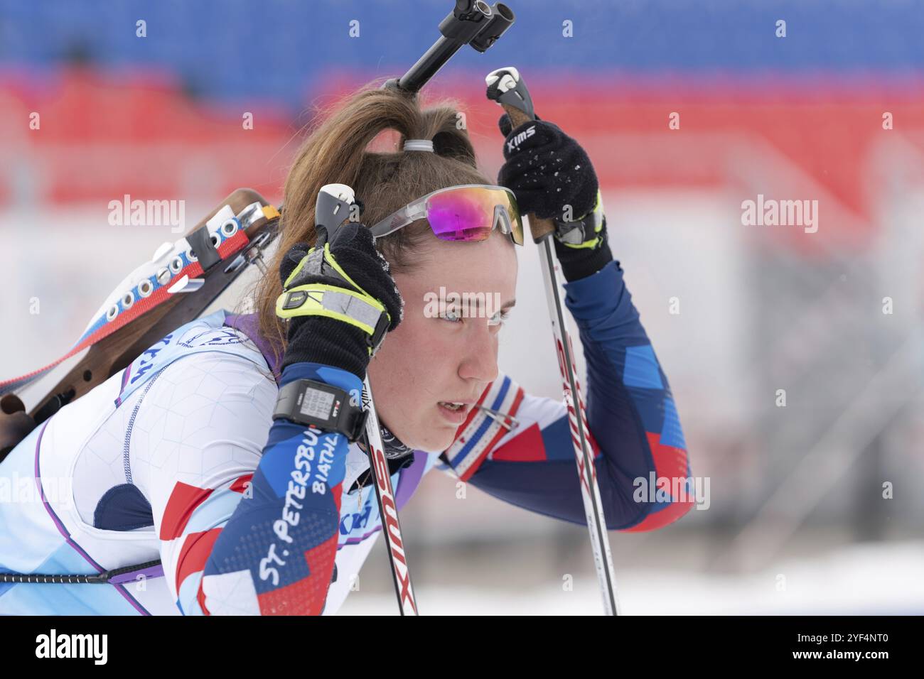 Portrait sportswoman biathlete Petrova Victoria Saint Petersburg at ...